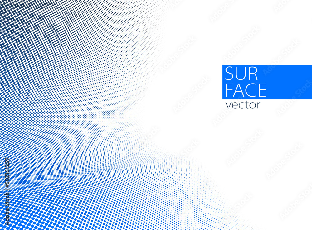 Blue and grey dots in 3D perspective vector abstract background, dotted ...