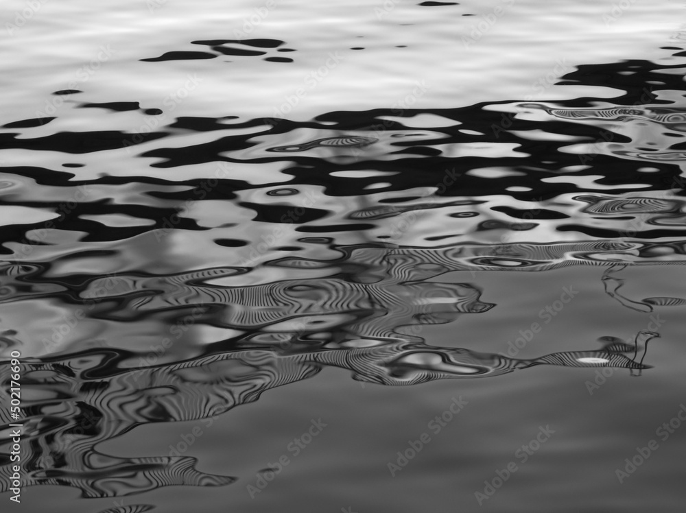 Black and white water surface. Water reflex background. Abstract ...