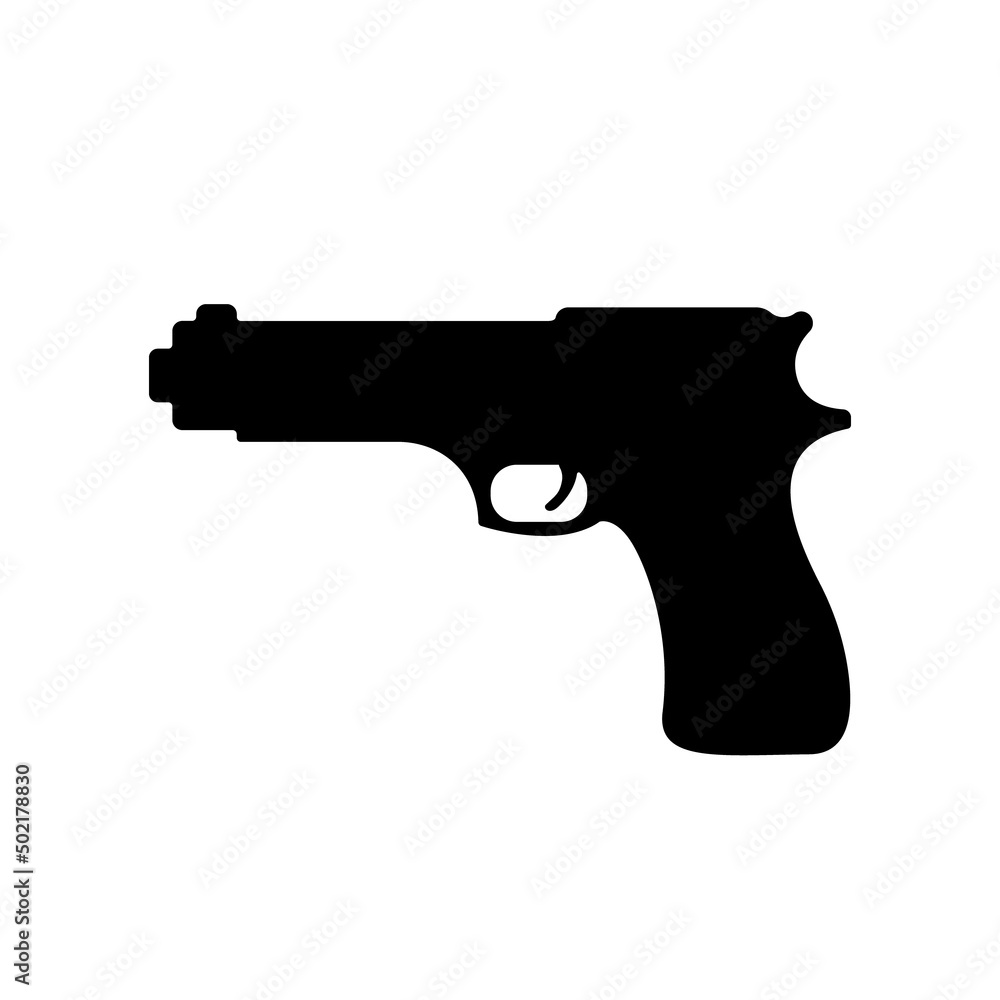 Hand Gun Black Silhouette Icon. Old Handgun Glyph Pictogram. Pistol ...