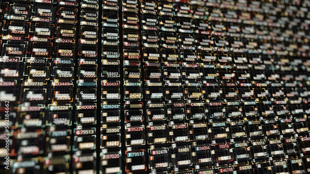 Abstract background of numbers in cells. Animation. Computer background ...