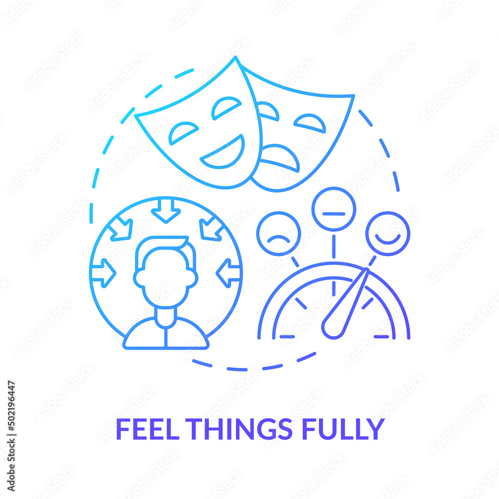 Feel things fully blue gradient concept icon. Way to self love abstract ...