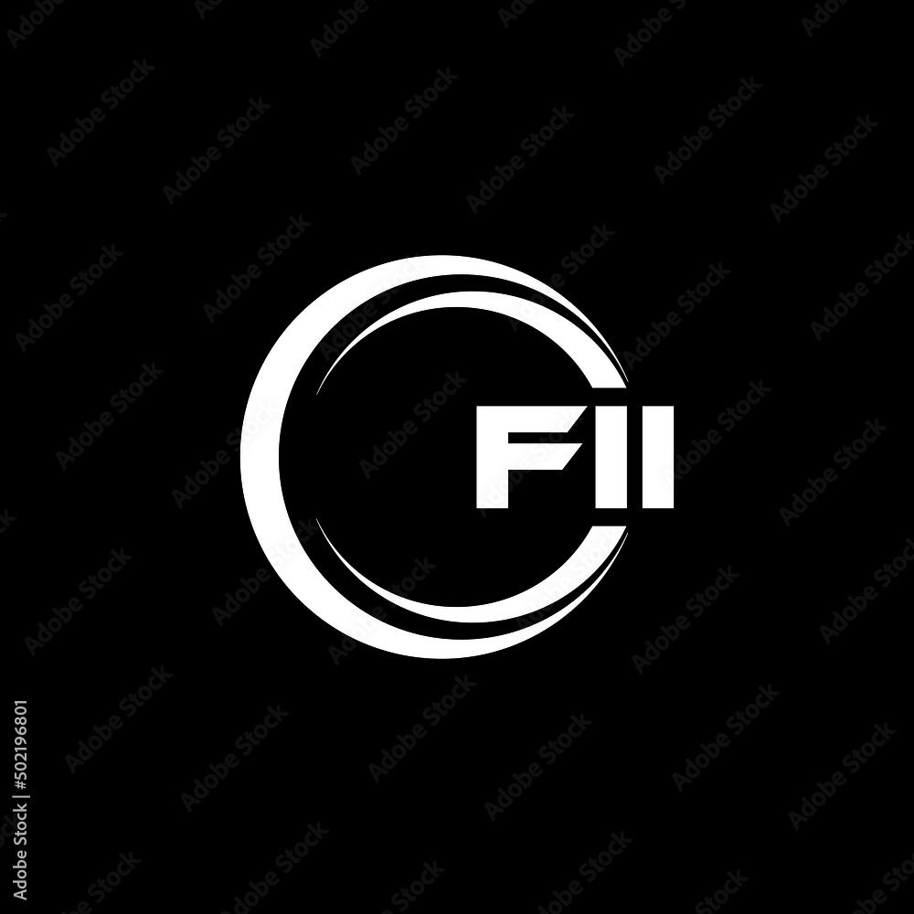 FII letter logo design with black background in illustrator, vector ...