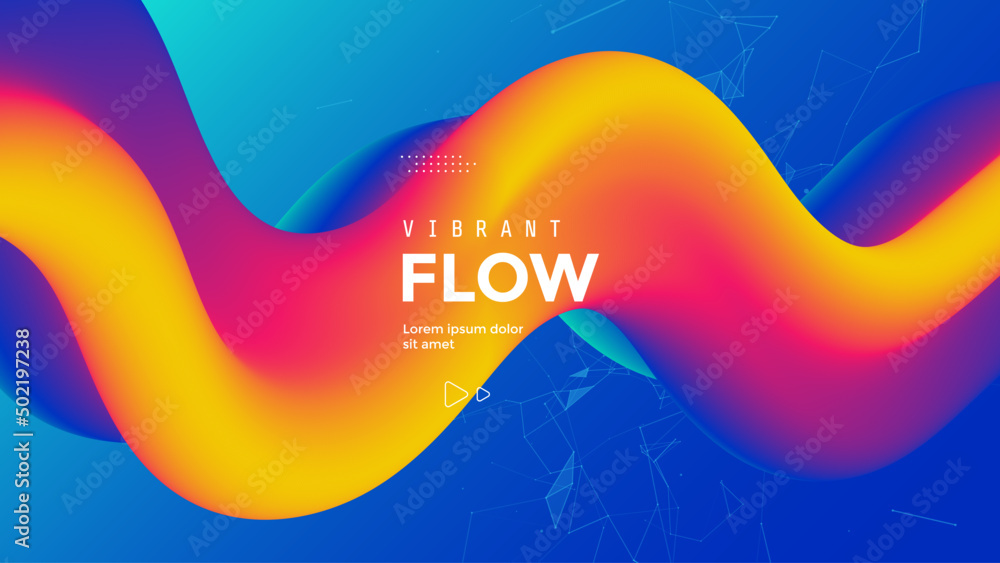 Colorful Abstract fluid wave. Modern poster with gradient 3d flow shape ...