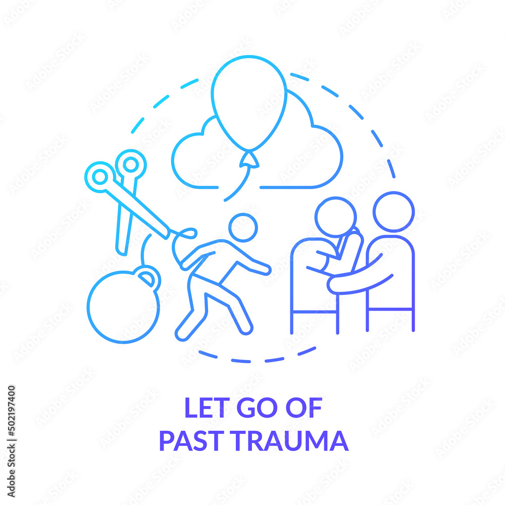 Let go of past trauma blue gradient concept icon. Self care daily ...
