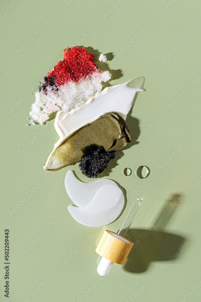 Composition of various cosmetic mask, creams, serum, scrub and lotion ...