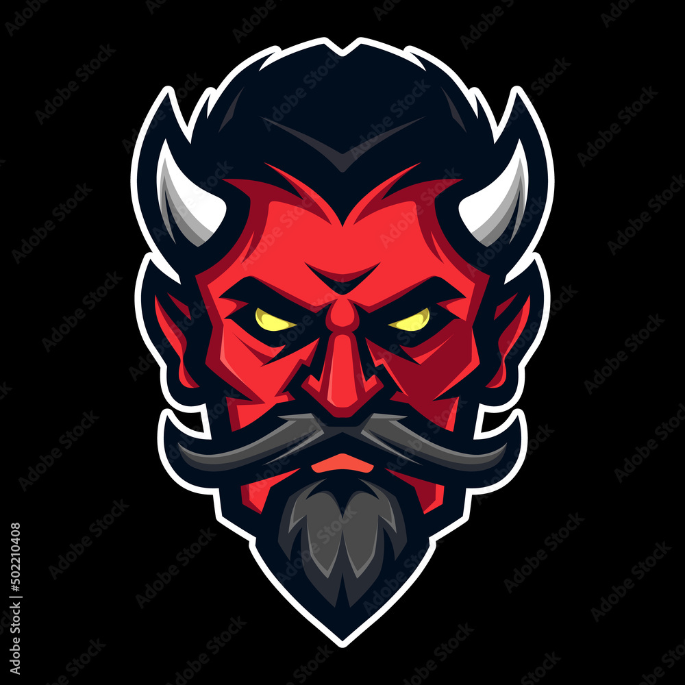Logo demon, devil, Satan, monster. Halloween art in a flat style. Sport ...