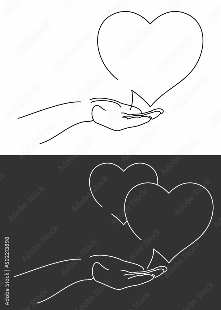 line drawing of hand holding heart.vector illustration Stock Vector ...