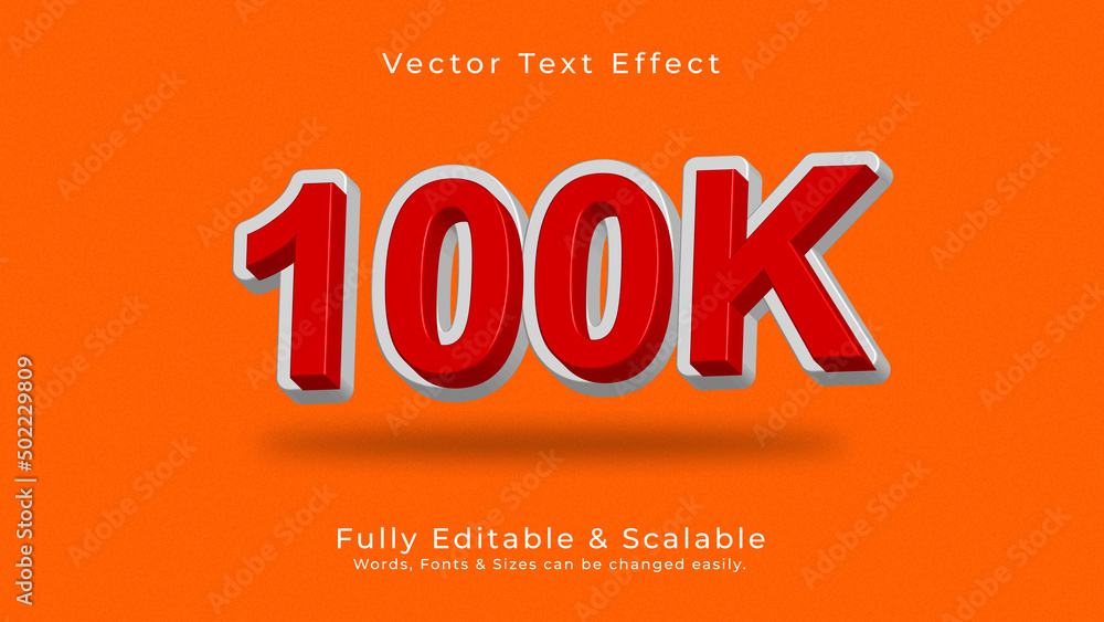 100K 3D Vector Text Effect Fully Editable High Quality Stock Vector ...