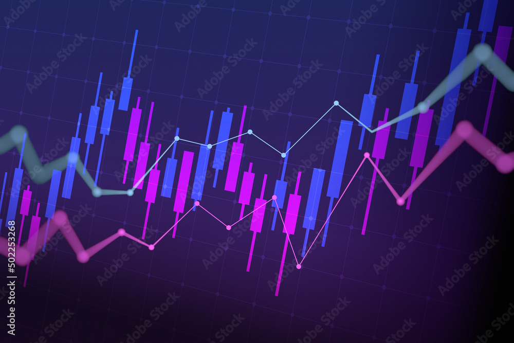 Financial graph with up trend line candlestick chart in stock market on ...