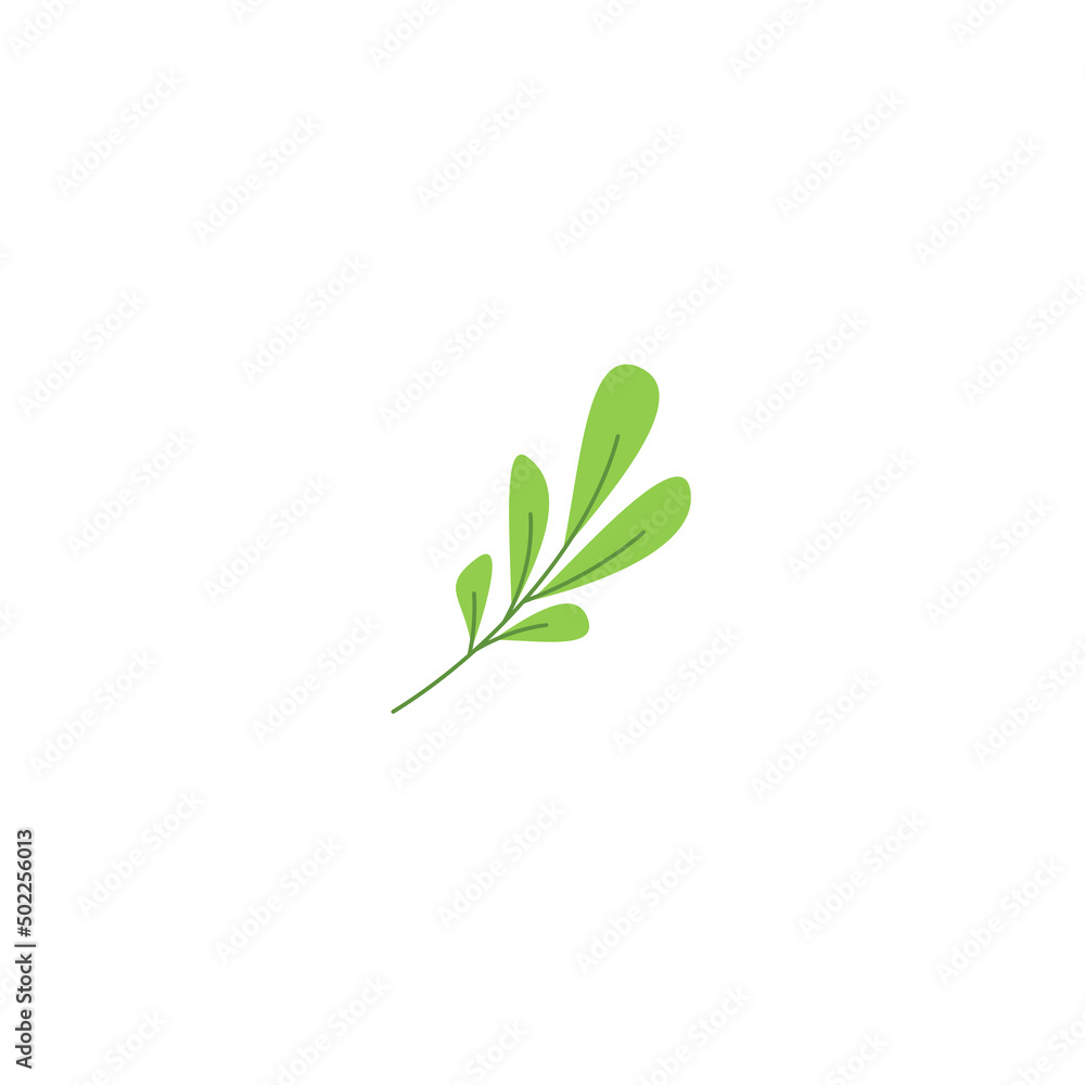 Green curved grass twig with leaves. Plant sprig or sproutIsolated on ...