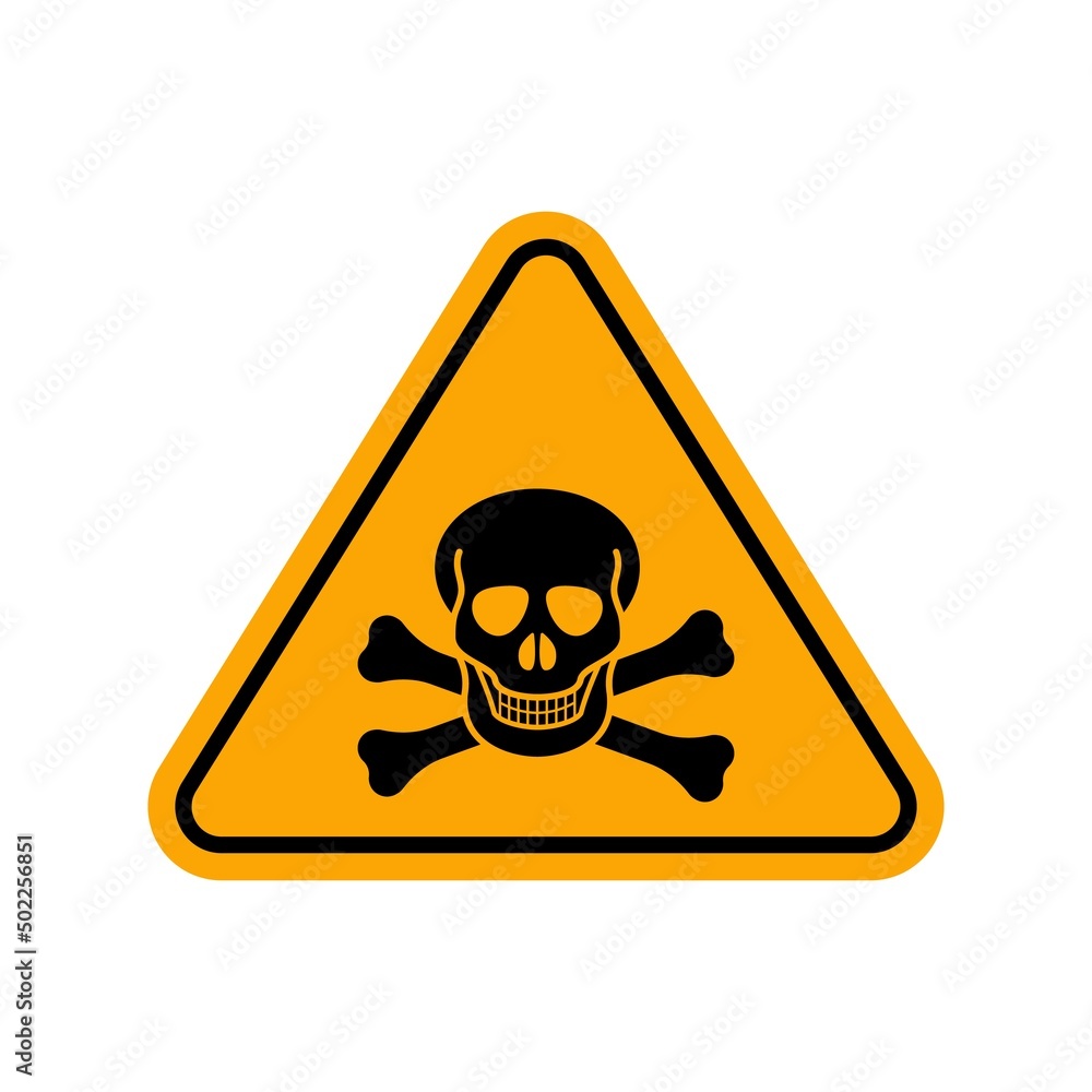 Skull with crossbones in yellow triangle. Dangerous territory with ...