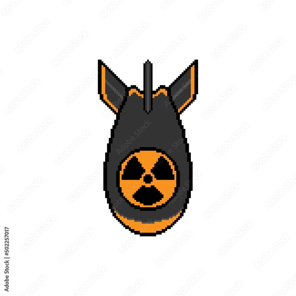 Flying pixel nuclear bomb. Radioactive thermonuclear weapon with ...