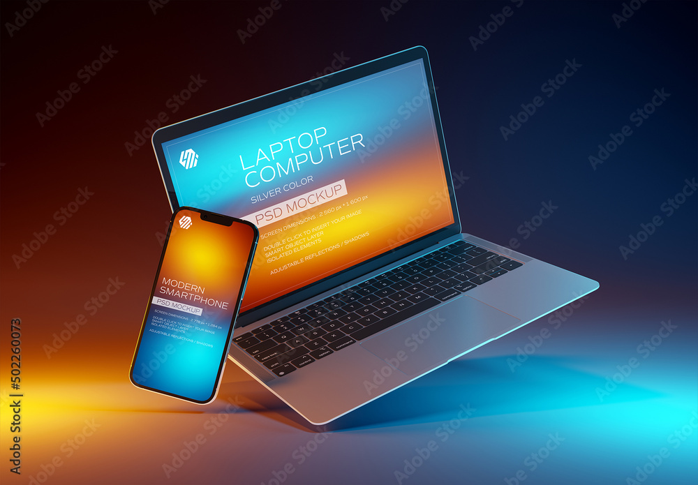Mobile Phone and Laptop Devices Mockup Stock Template | Adobe Stock