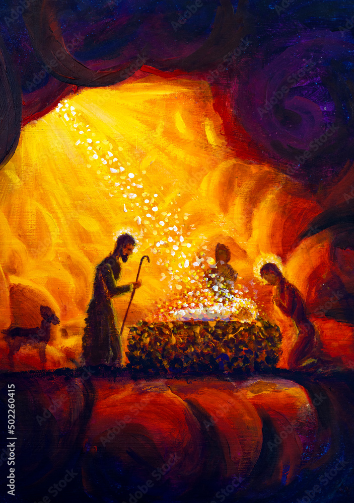 Birth of the Prophet religious holiday greeting card painting art ...