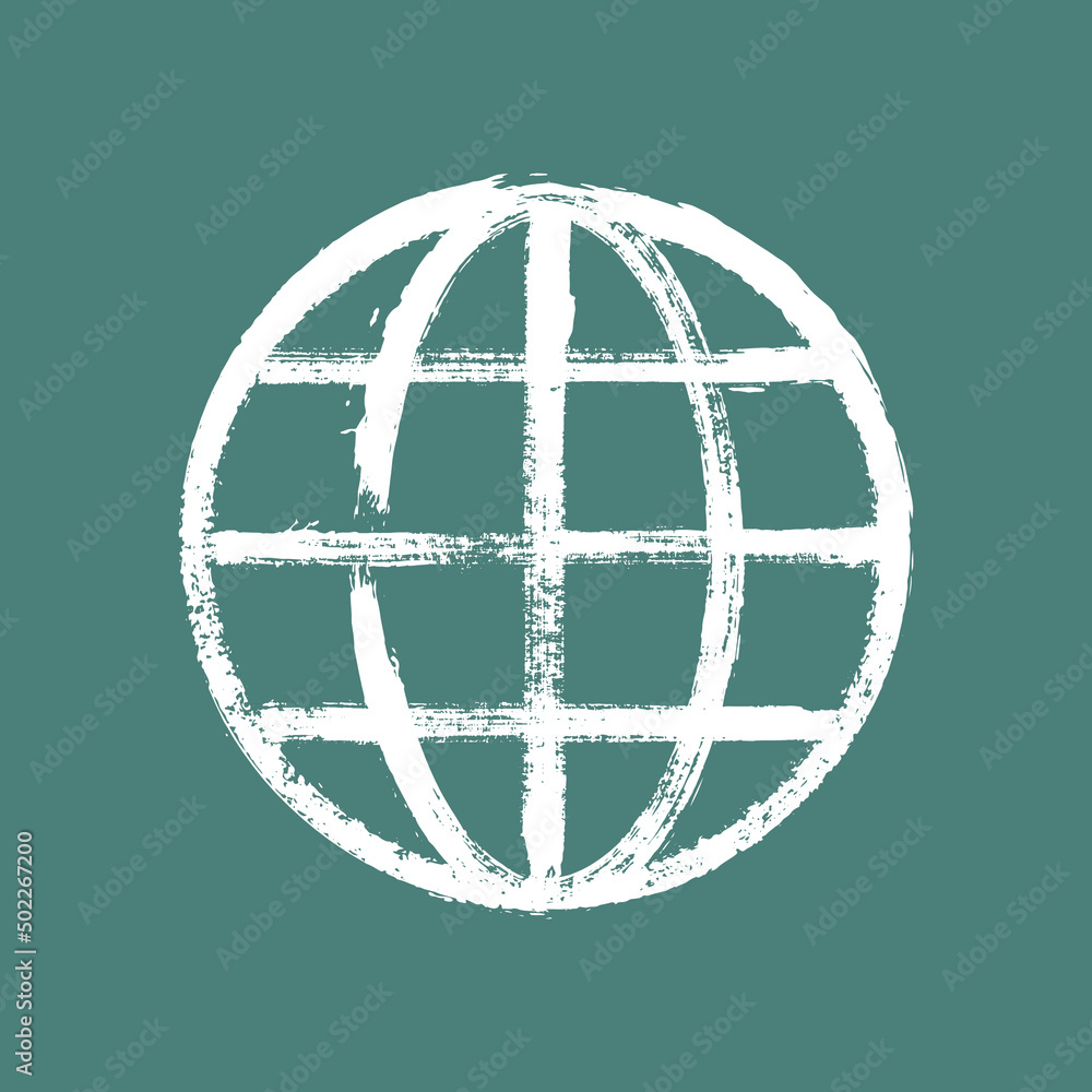 Brush stroke globe icon, earth planet sign, world symbol vector ...