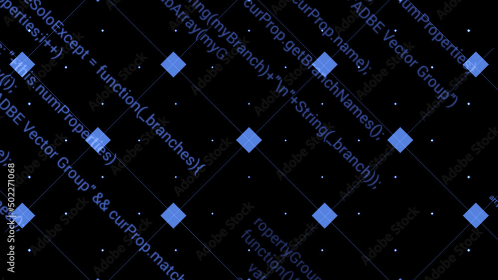 Dizzying program background. Motion. Grid with squares and appearing ...