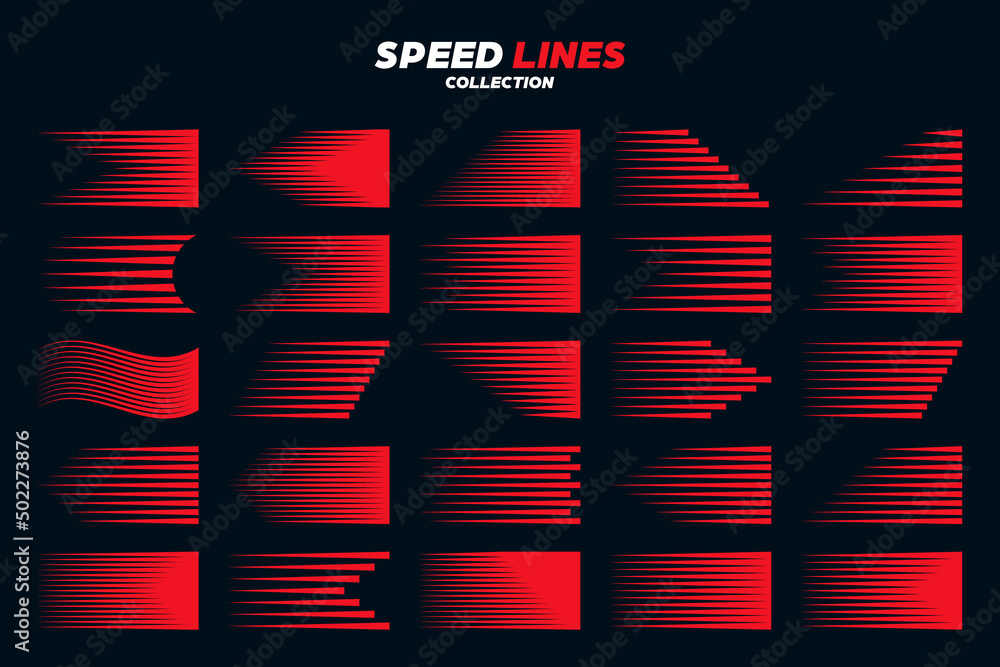 Red comic speed lines signs collection. Motion elements for your design ...
