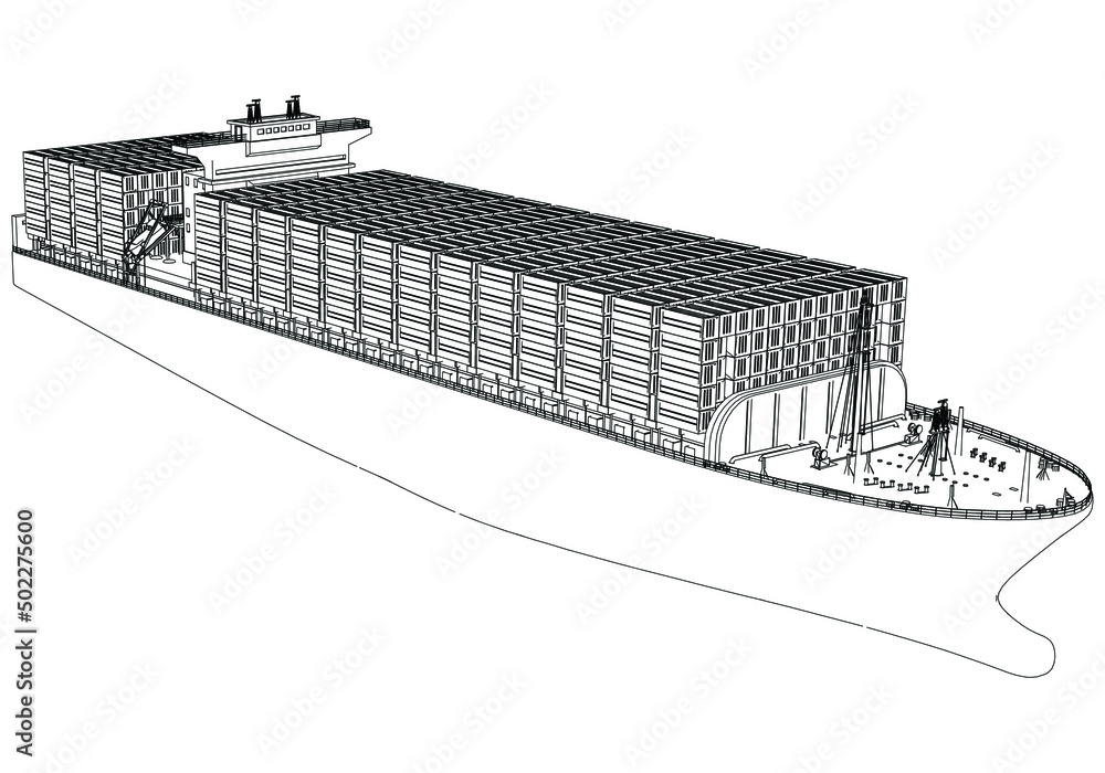 Container ship, cargo ship. World cargo ship. Design elements for logo ...