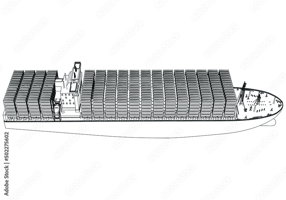 Vetor de Container ship, cargo ship. World cargo ship. Design elements ...