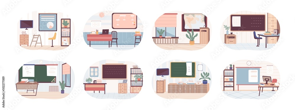 School classroom background set with blackboards Stock Vector | Adobe Stock