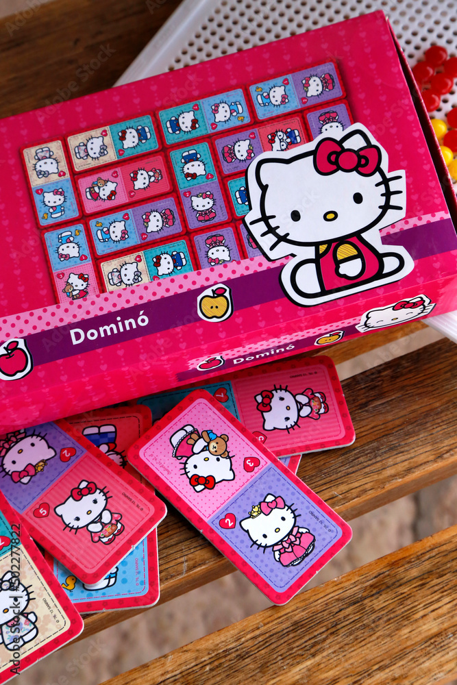 Hello Kitty domino game. Board game. Classic game with illustrated ...
