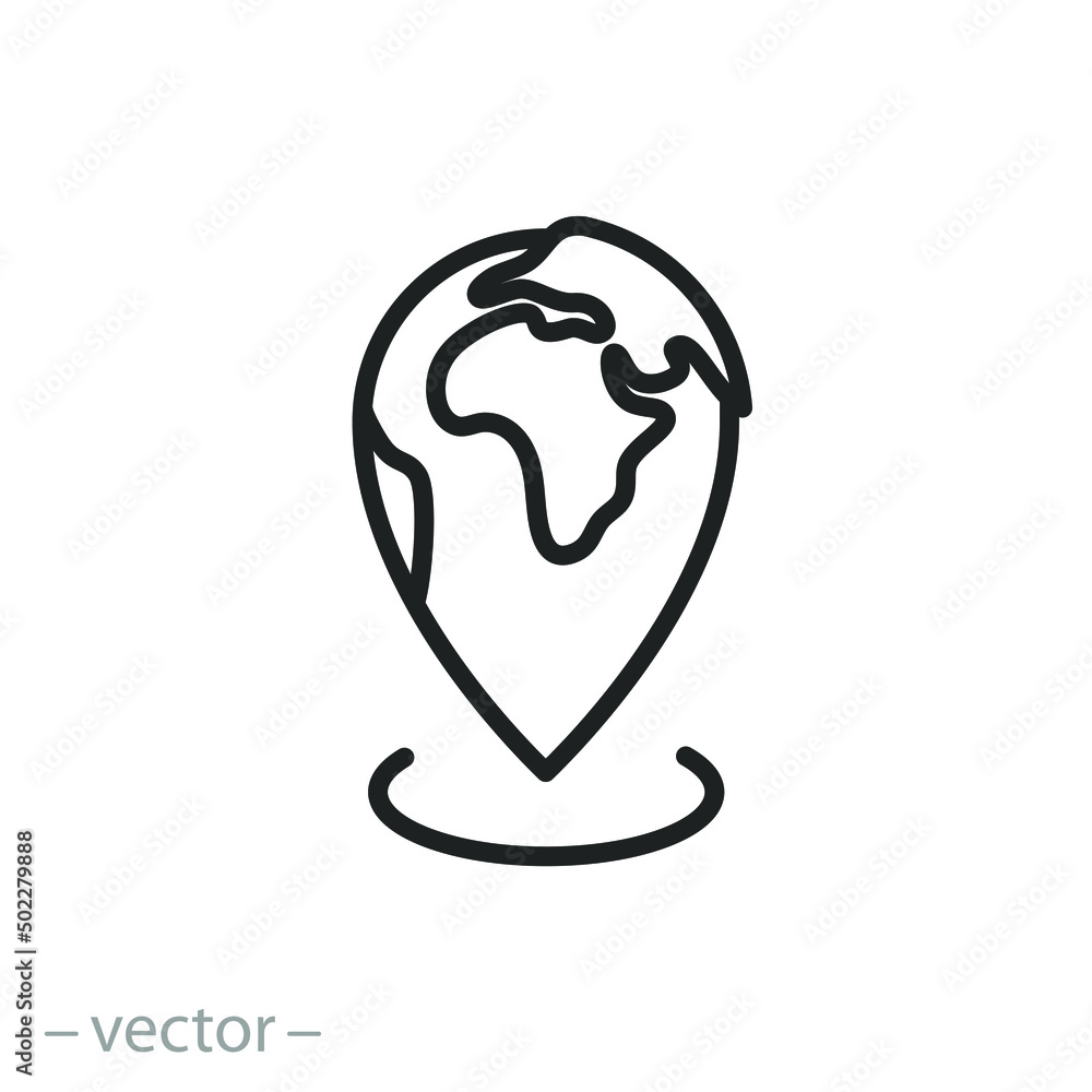 Vecteur Stock World Pin On Map Global Geo Location Icon Marker Local