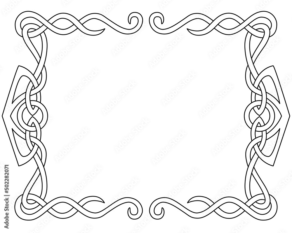 Celtic ornament frame horizontal - vector linear element for coloring ...