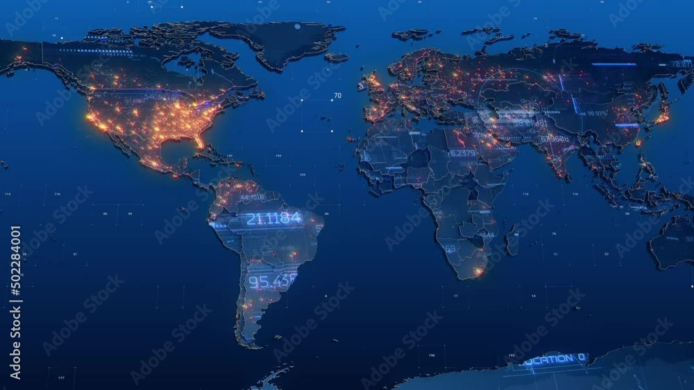 Global earth map rotating digital world breaking news Studio Background ...