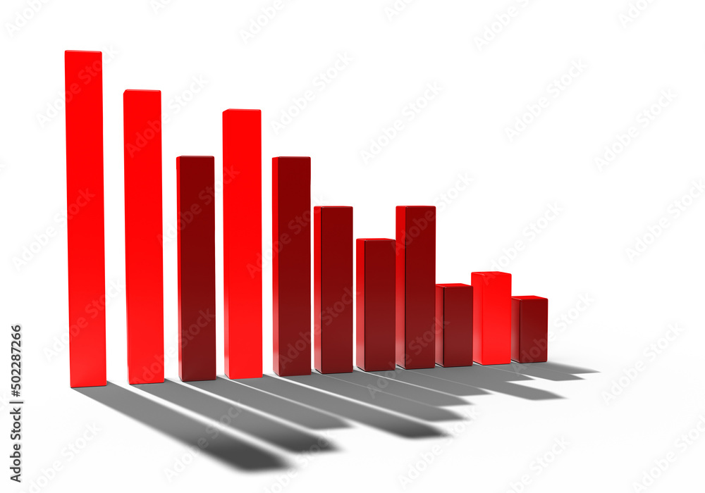 Falling diagram. Diagram shows negative economic consequences. Red ...