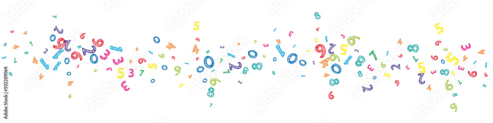 Falling colorful messy numbers. Math study concept with flying digits ...