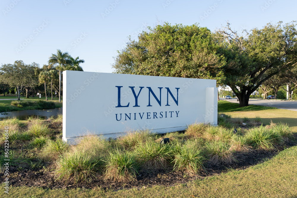 Boca Raton, Florida, USA - January 2, 2022: Lynn University sign is ...