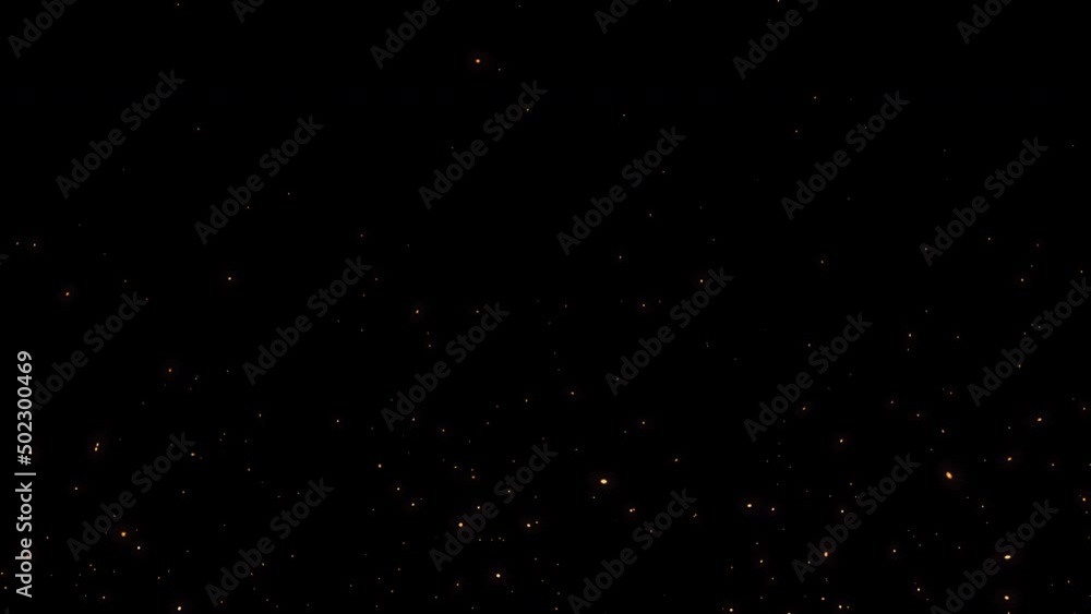 Loop fire particles sparks rising up flow from bottom to top on black background used for ...