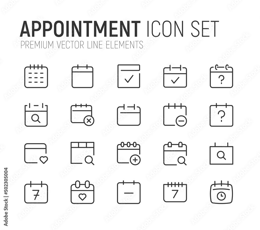 Simple line set of appointment icons. Stock Vector | Adobe Stock