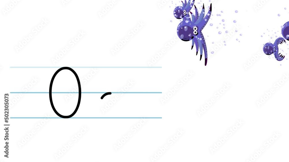 O letter writing like octopus cartoon animation. A compatibile part of ...