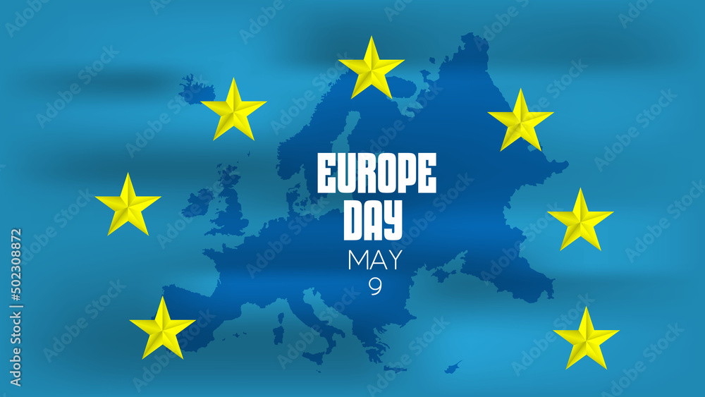 Europe Day celebration concept. Backdrop for Europe map Poster, card ...