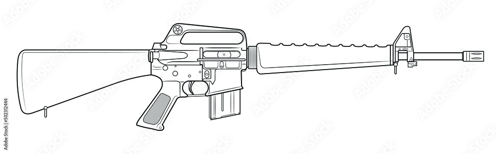 Vector illustration of assault carbine Stock Vector | Adobe Stock