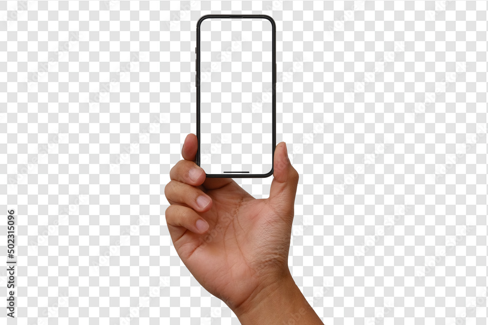 Hand holding the black smartphone mobile phone - clipping path , iphon ...