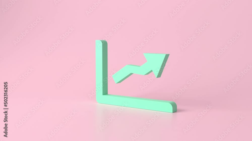 3d rendering green pastel bar graph stair step to Arrow growth success ...