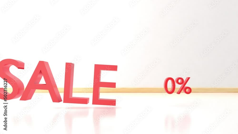 3d rendering Sale Glossy zero percent sign isolated in room minimal ...