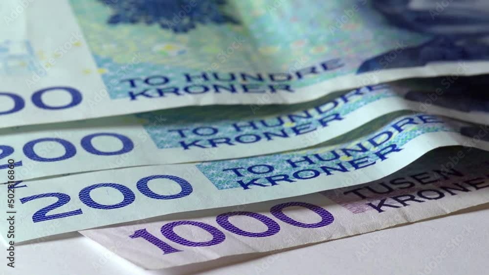Norwegian Currency. Kroner, very slow flyover Stock Video | Adobe Stock