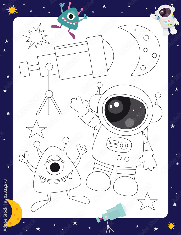 Space Activity pages for kids. Printable activity sheet with mini games ...