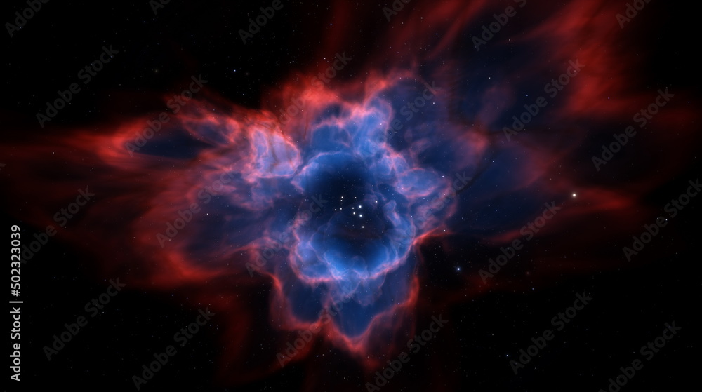 Cosmic nebula in space among stars and galaxies. Gas dust clouds nebula ...