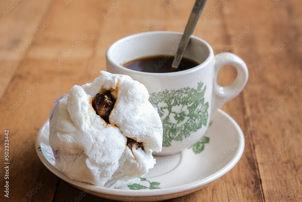 Popular Chinese street food. Char Siu Bao aka Barbecue Pork Bun. A ...