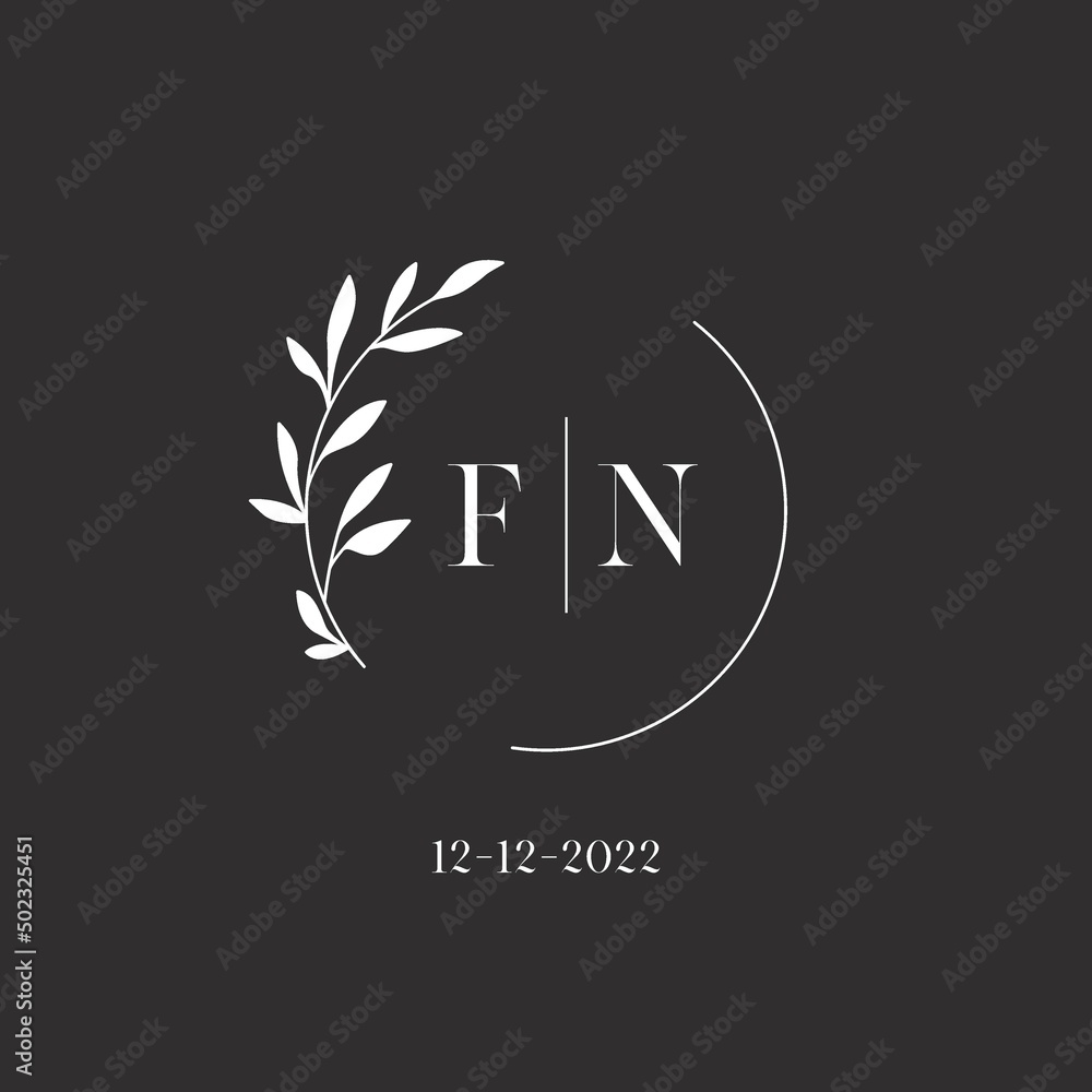 Letter FN wedding monogram logo design template Stock Vector | Adobe Stock