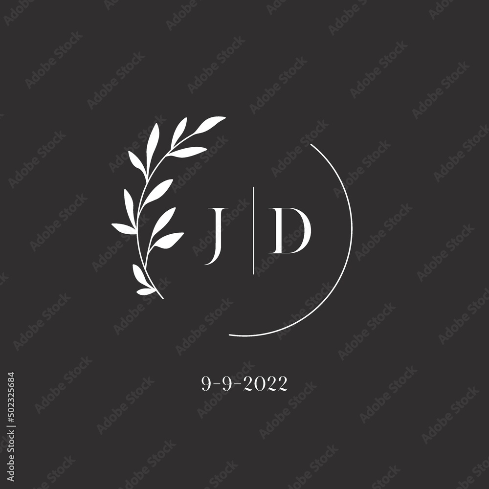 Letter JD wedding monogram logo design template เวกเตอร์สต็อก | Adobe Stock