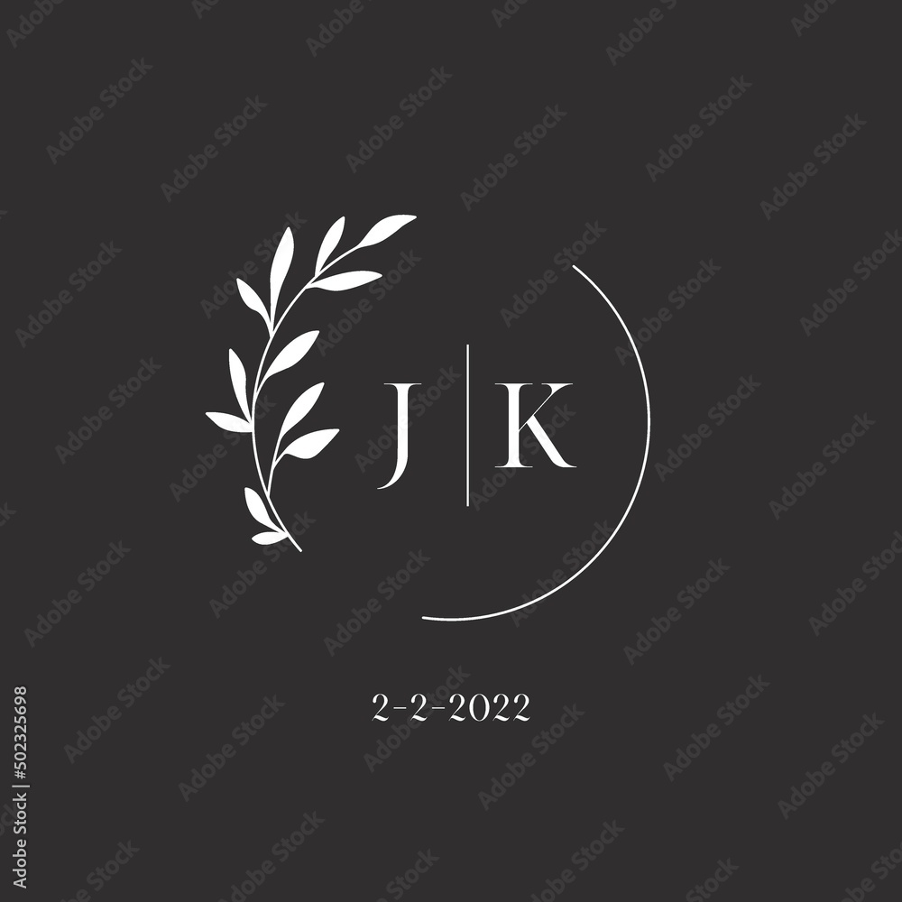 Letter JK wedding monogram logo design template Stock Vector | Adobe Stock