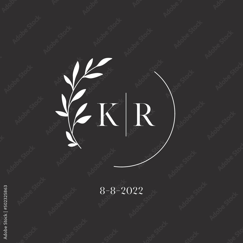 Letter KR wedding monogram logo design template Stock Vector | Adobe Stock