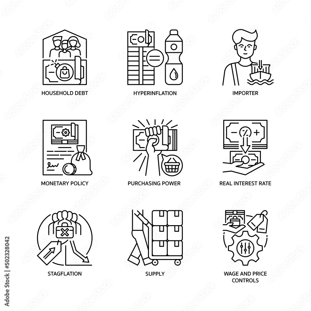 Inflation Icon Set Stock Vector | Adobe Stock