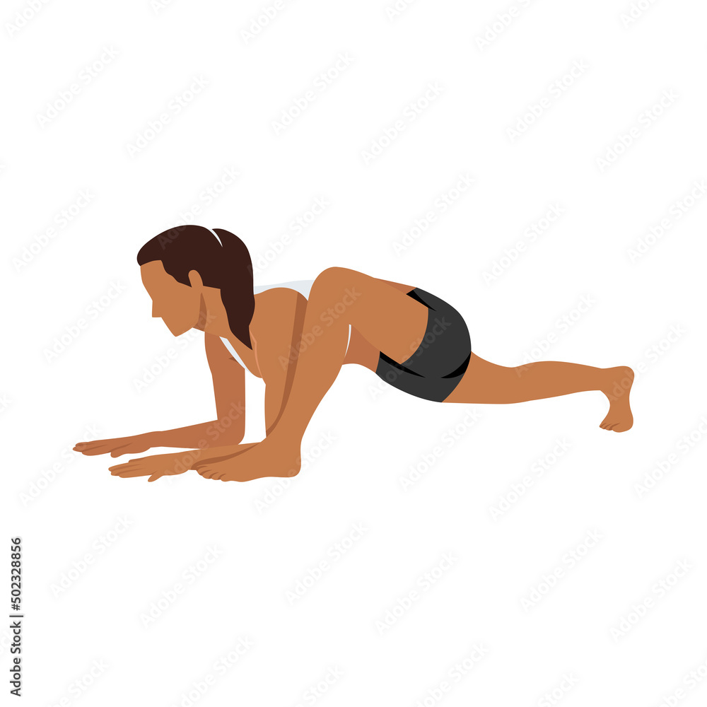Woman doing Lizard pose utthan pristhasana exercise. Flat vector ...