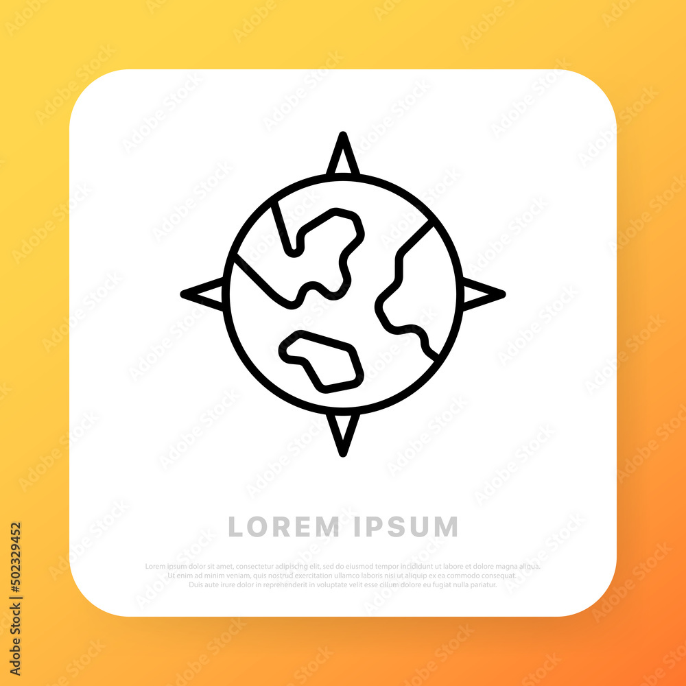 Cardinal directions line icon. North South West East. Compass ...